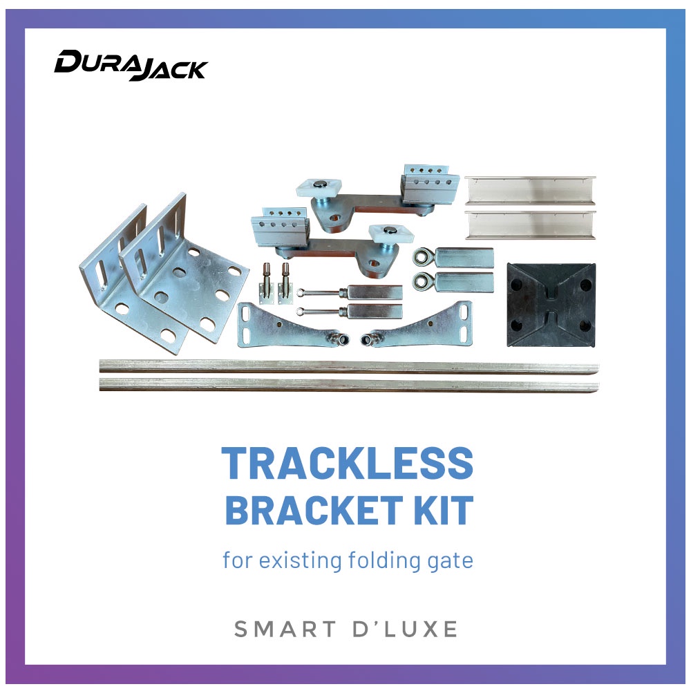 Trackless Bracket Kit (BLACK) for Folding Gate Track-Free Rail-Free ...