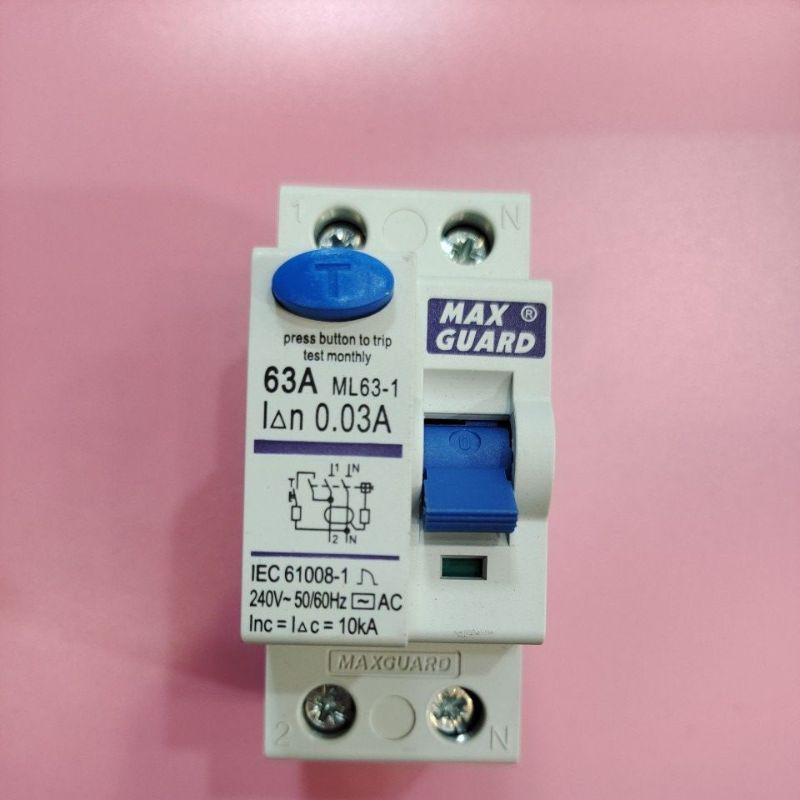 MAXGUARD RCCB ELCB 2Pole 4Pole 25A 40A 63A 100A 10ma 30ma 100ma 300ma ...