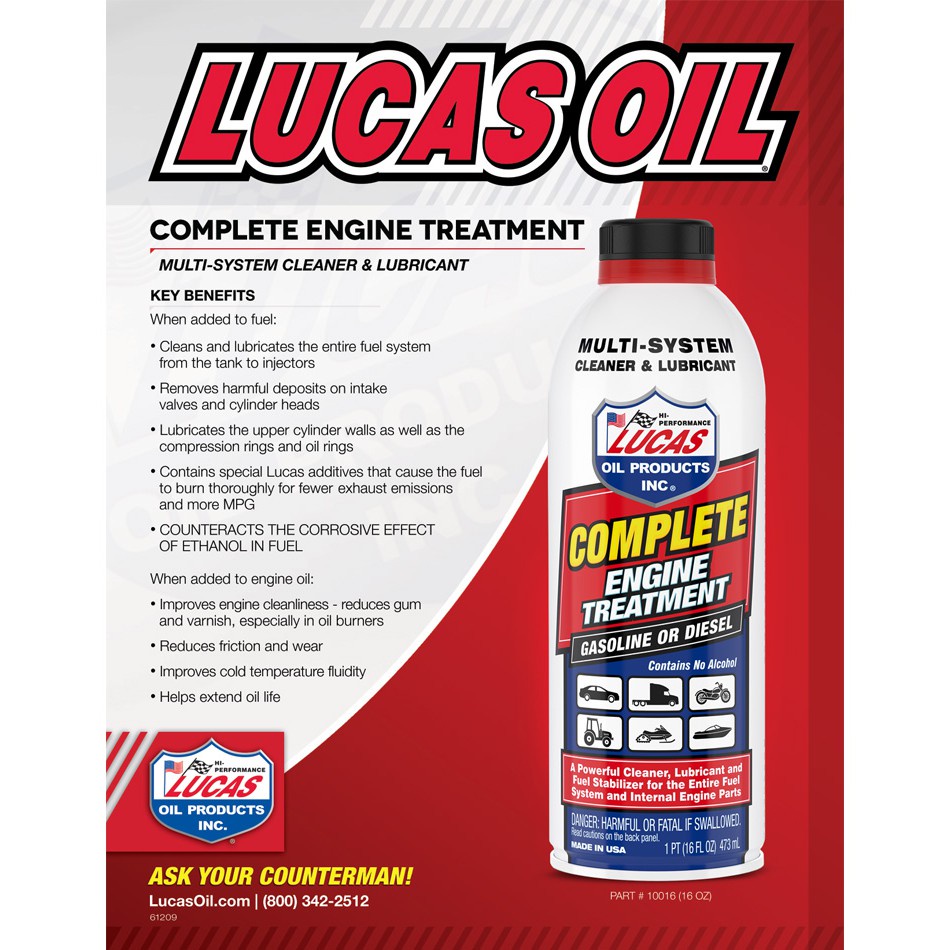 LUCAS COMPLETE ENGINE TREATMENT (12X1/CASE/16OZ/473ML) | Shopee Malaysia