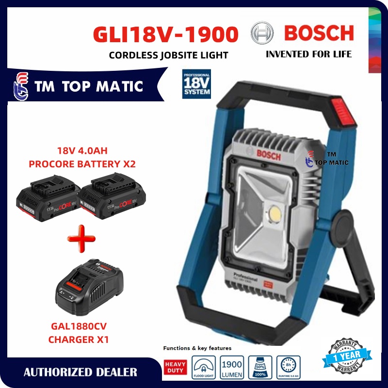 BOSCH GLI 18V-1900 Professional Cordless Jobsite LED Light - TM TOP ...
