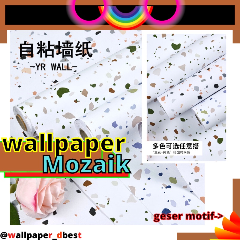 Wallpaper Motif Mozaik Lebar 60cm Wall Paper Stiker Sticker Setiker ...