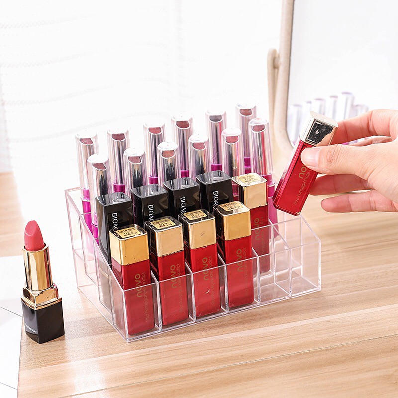 Transparent multi-cell lipstick storage box 24 grid rack box | Shopee ...
