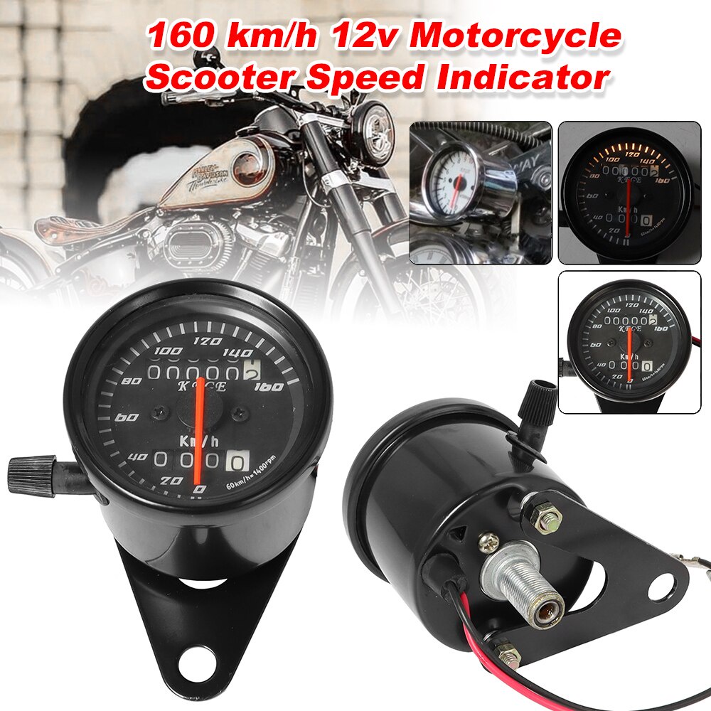 Universal Motorcycle Retro Speedometer Odometer 12V Motorbike Dual ...