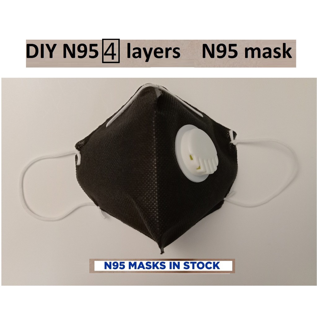 BLACK Dust Mask Respirator Gas Mask Valve Ventilator 4 layer N95 Anti ...