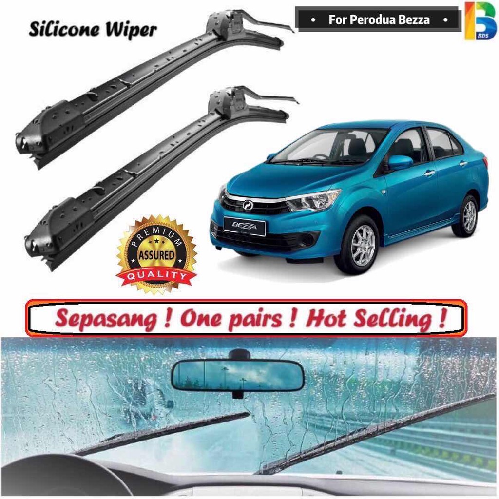 PERODUA BEZZA SILICONE WIPER 1PAIRS(2PCS) Silicone Advance Cleaning ...