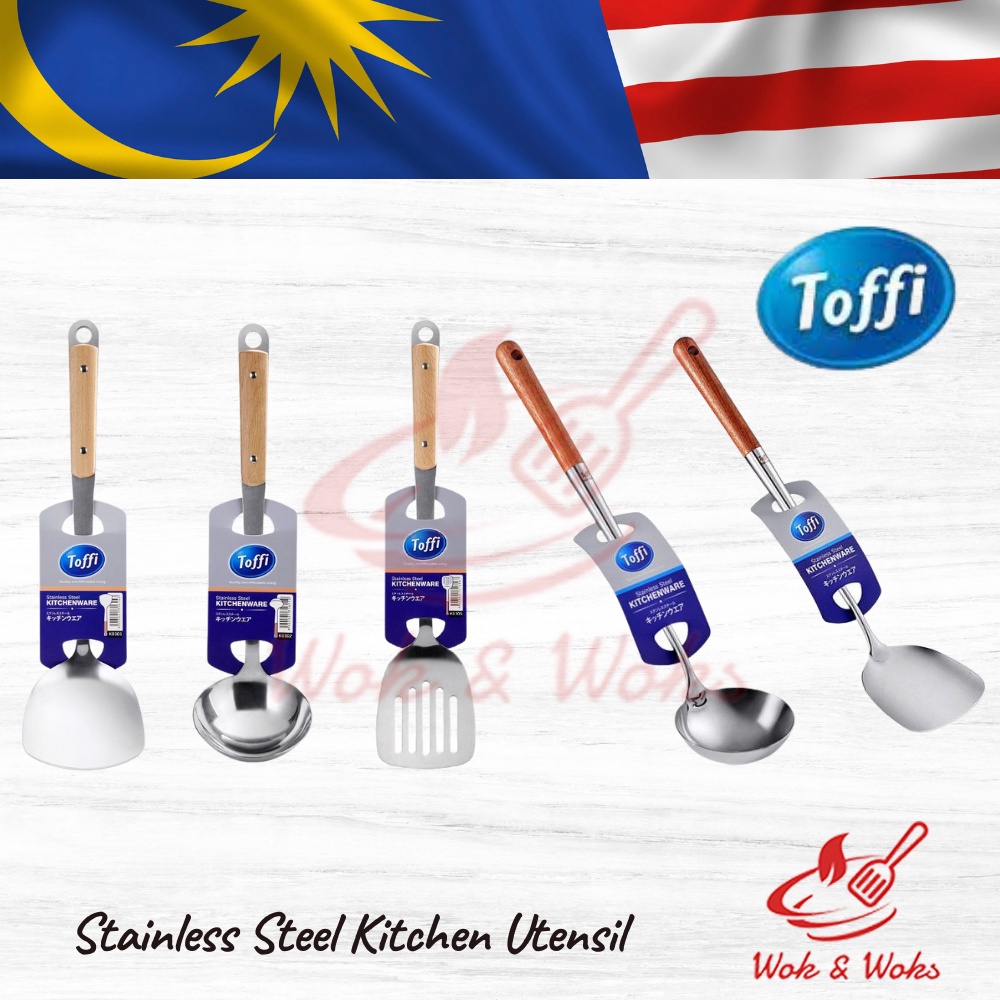 TOFFI Brand Stainless Steel Kitchen Utensil With Wood Handle ...