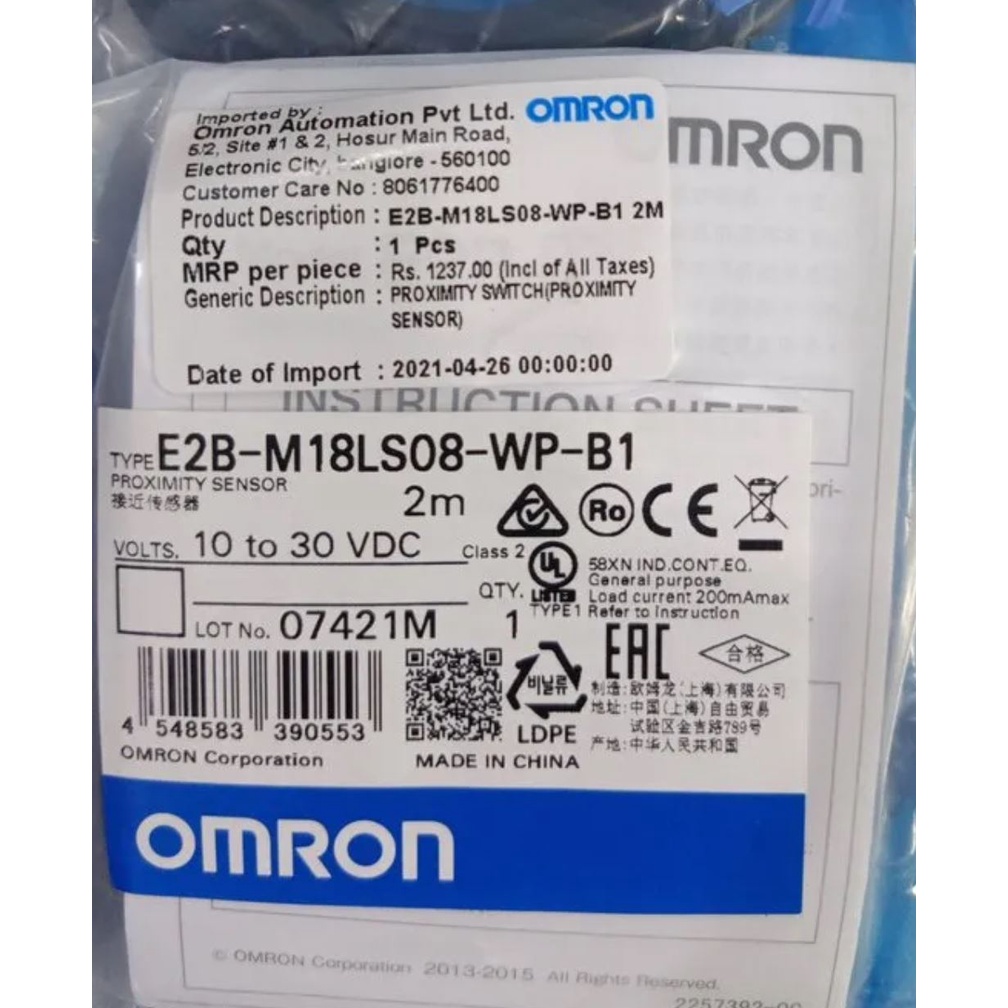 OMRON E2B-M18LS08-WP-B1 2M OMI Inductive Sensor, Proximity Switch, | Shopee Malaysia