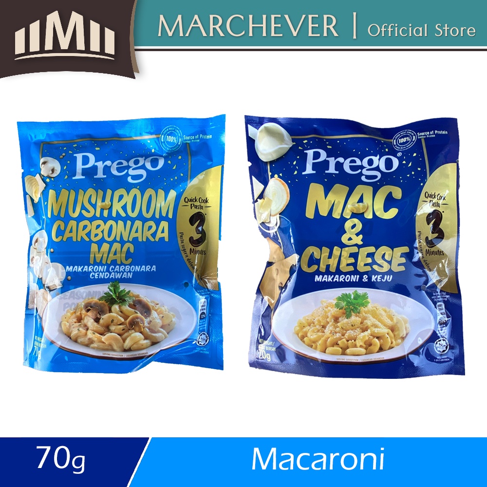 Prego Macaroni Quick Cook Pasta 3 Minutes Mushroom Carbonara / Cheese ...