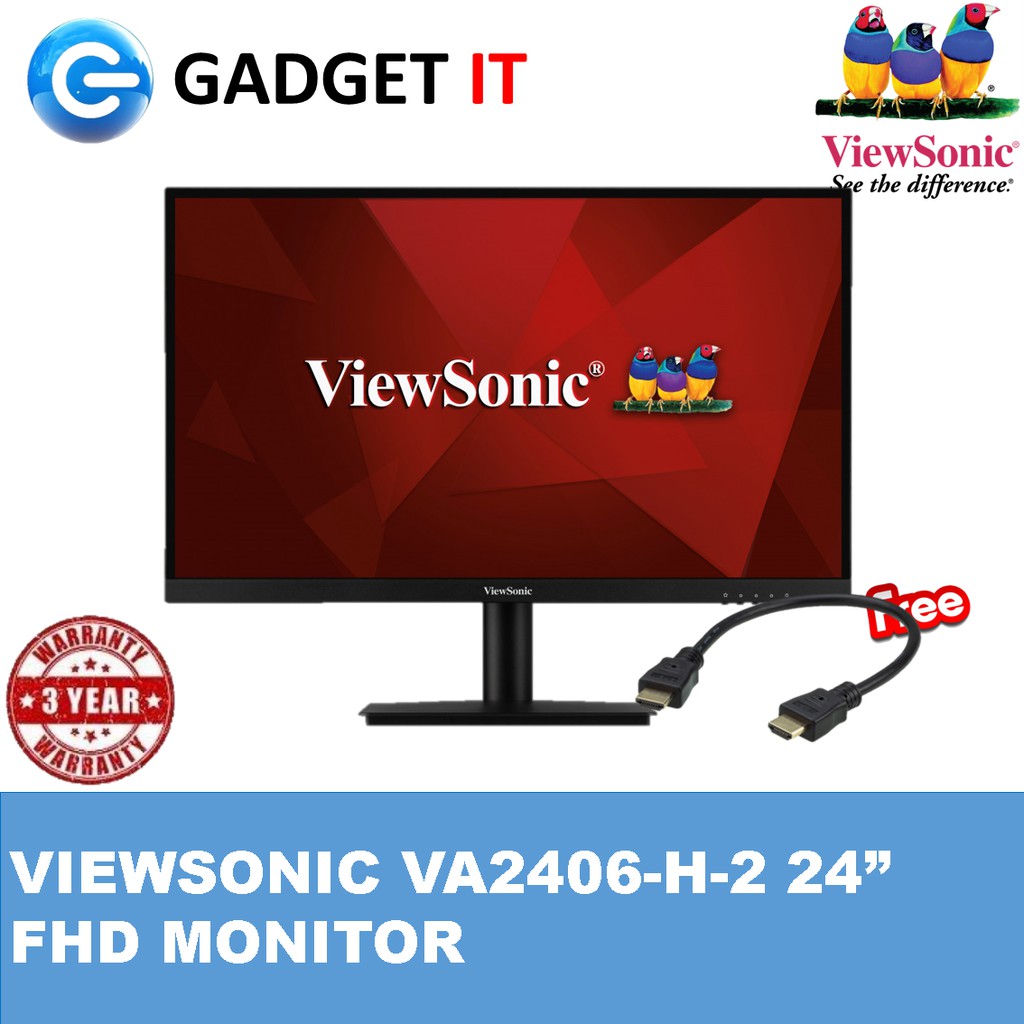 ViewSonic VA2406-H-2 24 Inch Full HD SuperClear®️ VA Panel frameless ...