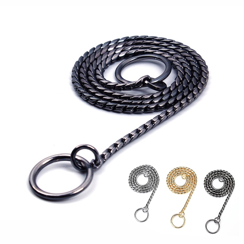 Snake Chain Dog Choke Collar Stainless Steel Puppy Pet Show Metal Slip ...