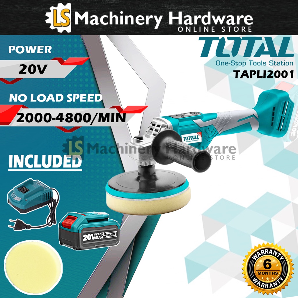 Total 20V Li-ion Cordless Angle Polisher TAPLI2001 - With Battery ...