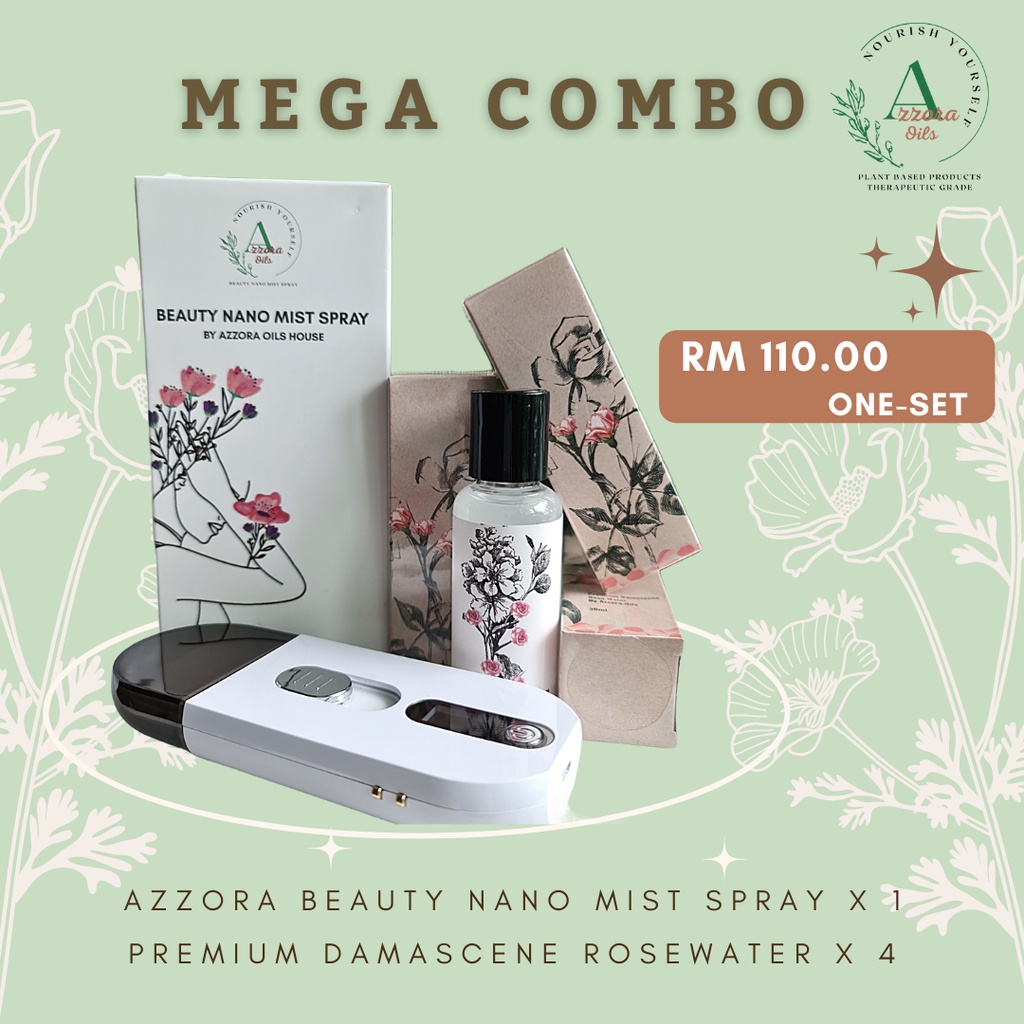 Mega Combo Azzora Beauty Nano Mist x Premium Damascene Rosewater ...