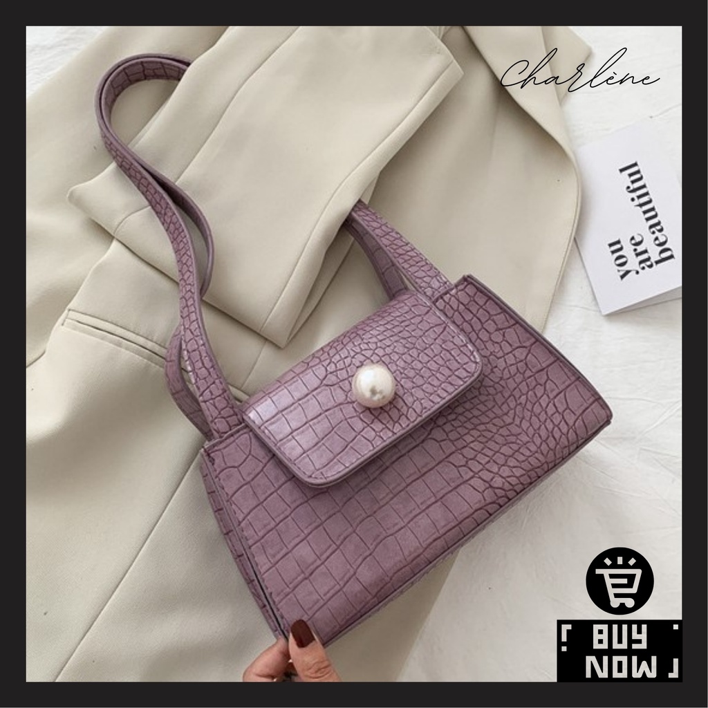 CHARLÈNE Premium Crocodile-Patterned Shoulder Bag Beg Sandang Tepi ...