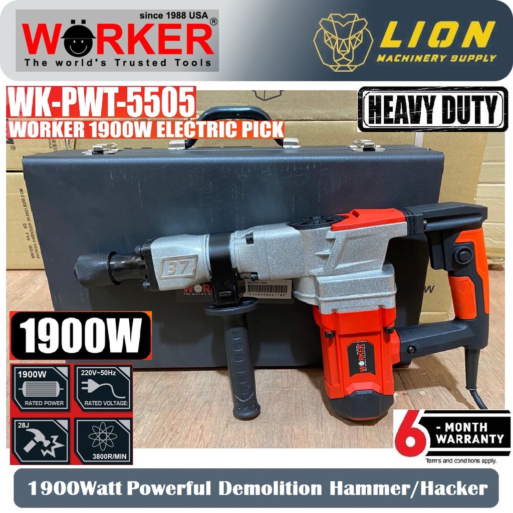 WORKER 1900W Powerful Demolition Hammer/Hacker WK-PWT-5505 - 2.8J ...