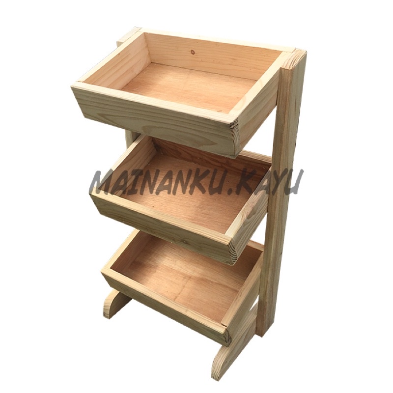 KAYU Minimalist Kitchen Spice Rack Three Stacking Shelves Dutch Teak ...