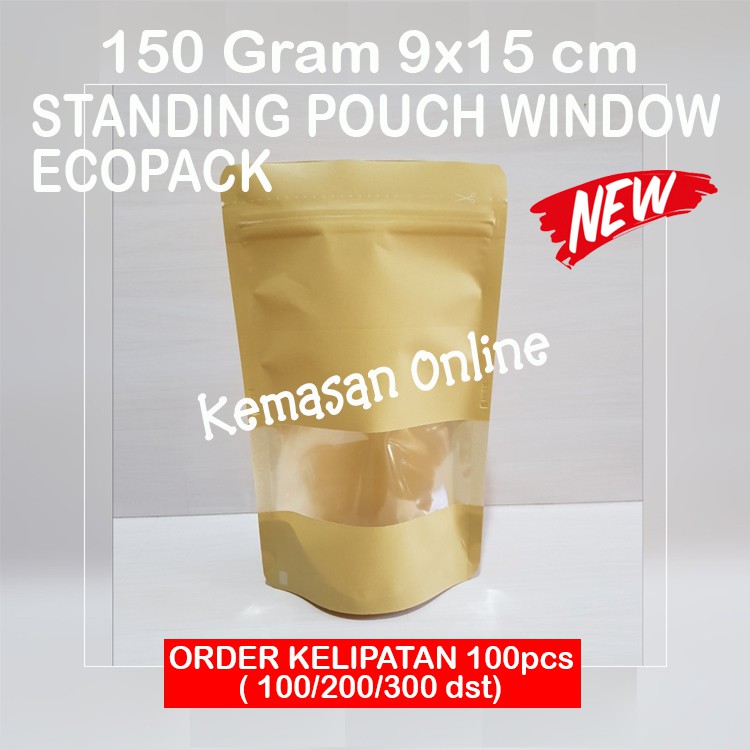 Ecopack Litho Paper 150 Window Pouch standing packaging + zipper ...