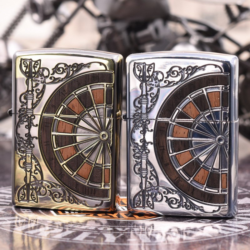 Zippo Japanese Version Smoked Copper/Silver Inlaid Peach Wood Lucky ...