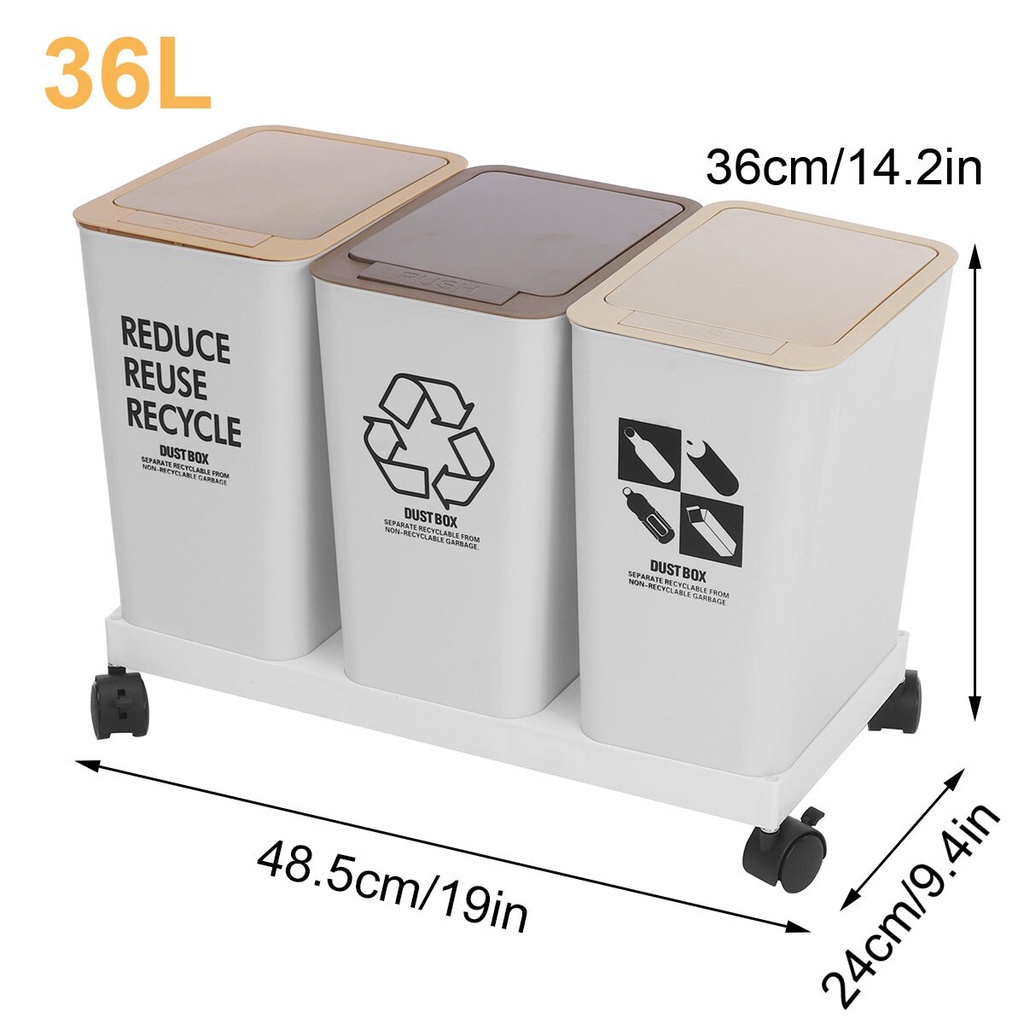 360-degree free movement classification trash bin, recyclable pulley ...