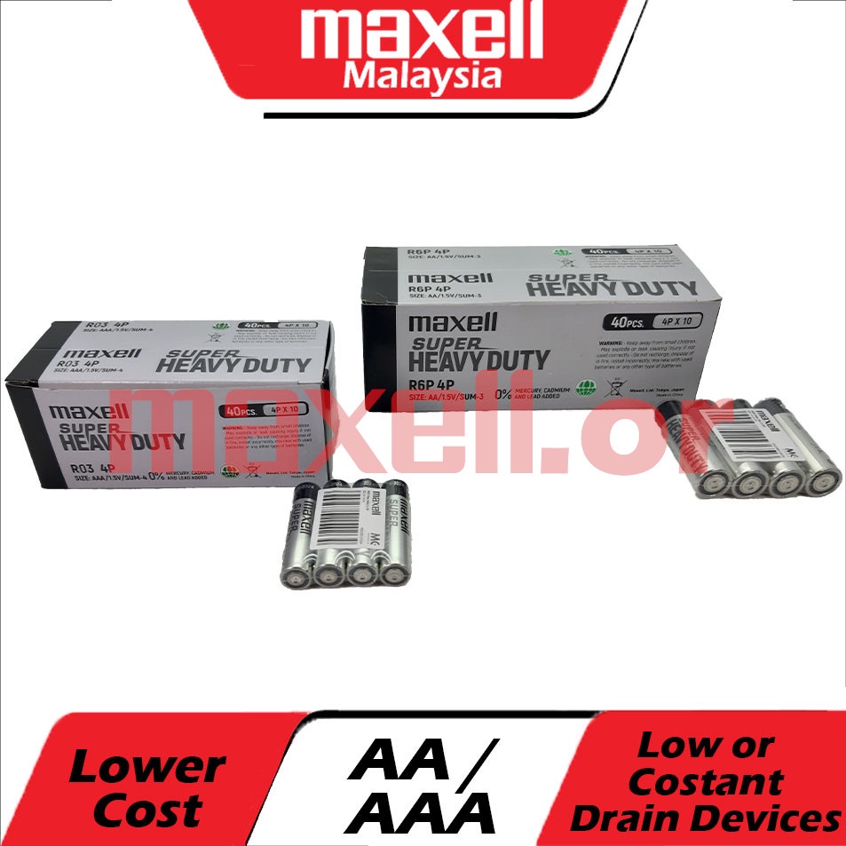 (Original) Maxell R6 / R03 Super Heavy Duty Economical AA / AAA Battery ...