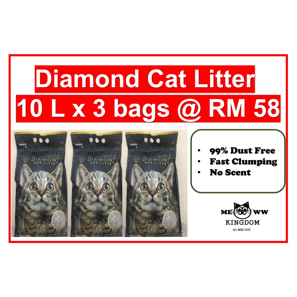 Diamond Cat Litter 10 L x 3 bags @ RM 58 🔥 No Scent | Shopee Malaysia