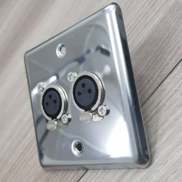 XLR Male receptacle panel wall Module (double input) | Shopee Malaysia