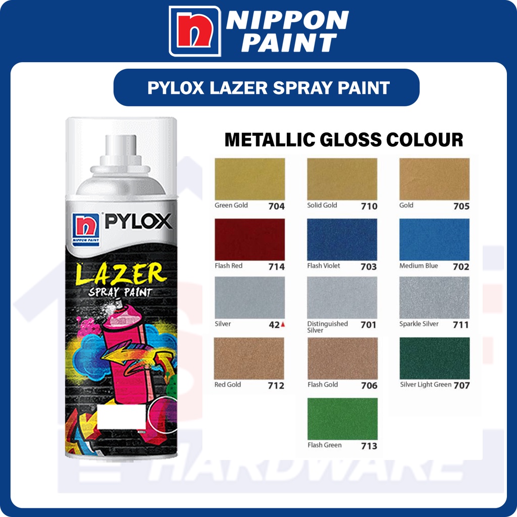 NIPPON Pylox Lazer 400CC Spray Paint (Metallic Gloss Colour) cat sembur ...