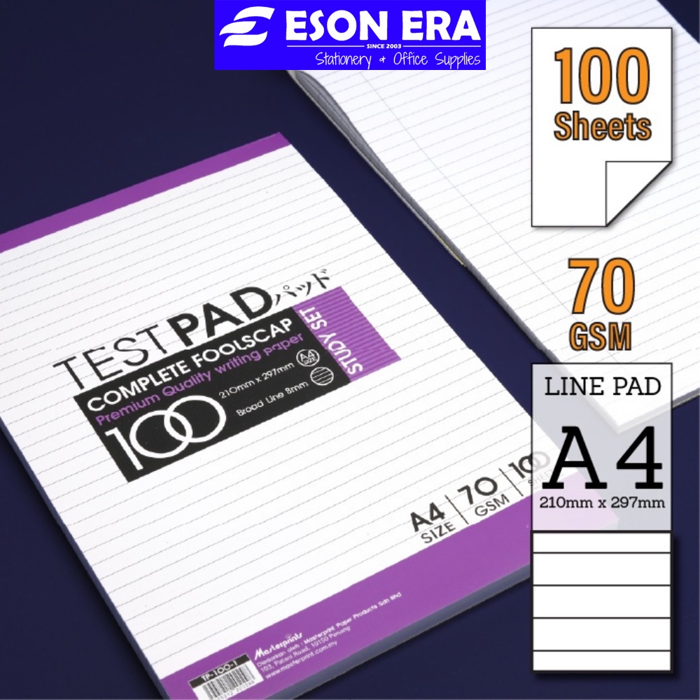 Masterprint Test Pad A4 70gsm 100sheets Exam Pad ( Line / Dotted / Grid ...