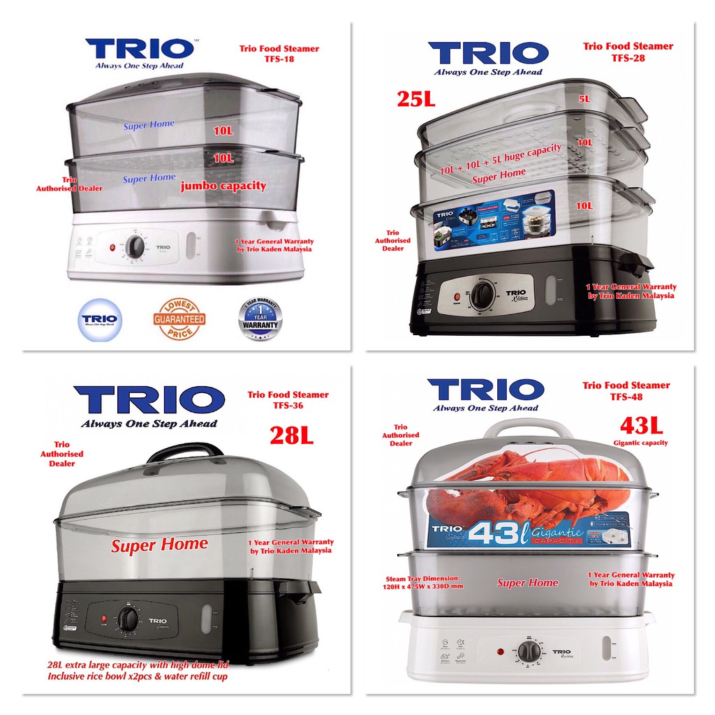 Trio Food Steamer TFS-18 (20L) / TFS-28 (25L) / TFS-36 (28L) / TFS-48 ...
