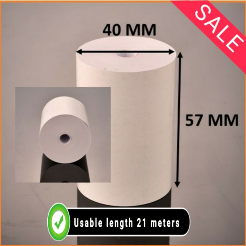 ( 1 Roll 57X40MM )Thermal Receipt Paper Coreless 57mm x 40mm Printer ...