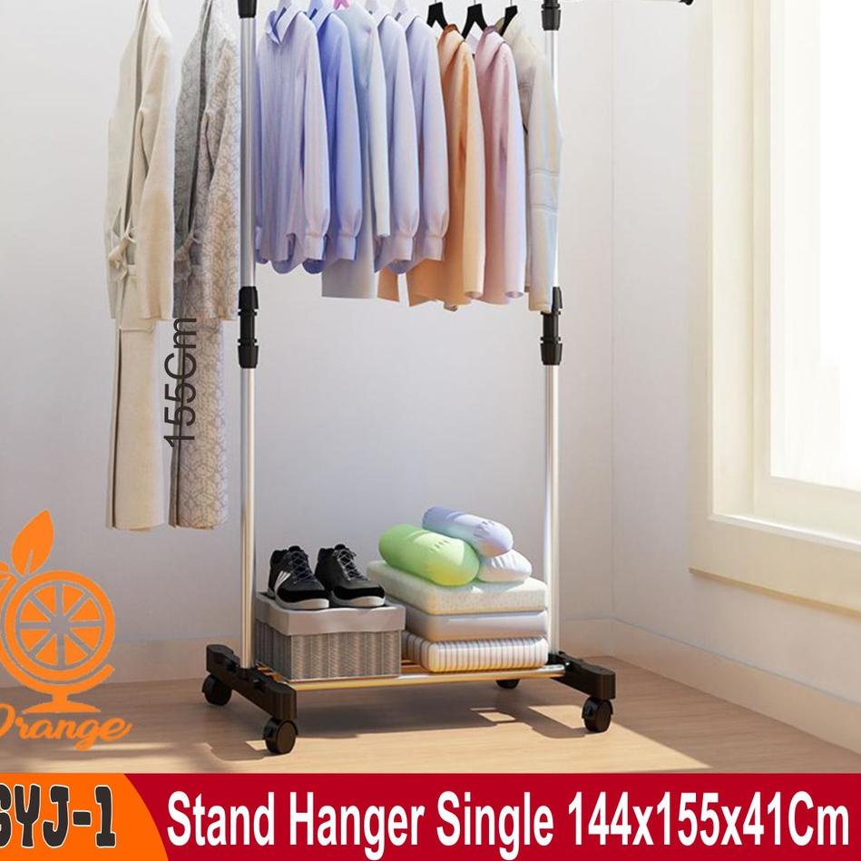 Today Special Hanger Stand Hanger With 4 Wheels Single Stand Hanger ...