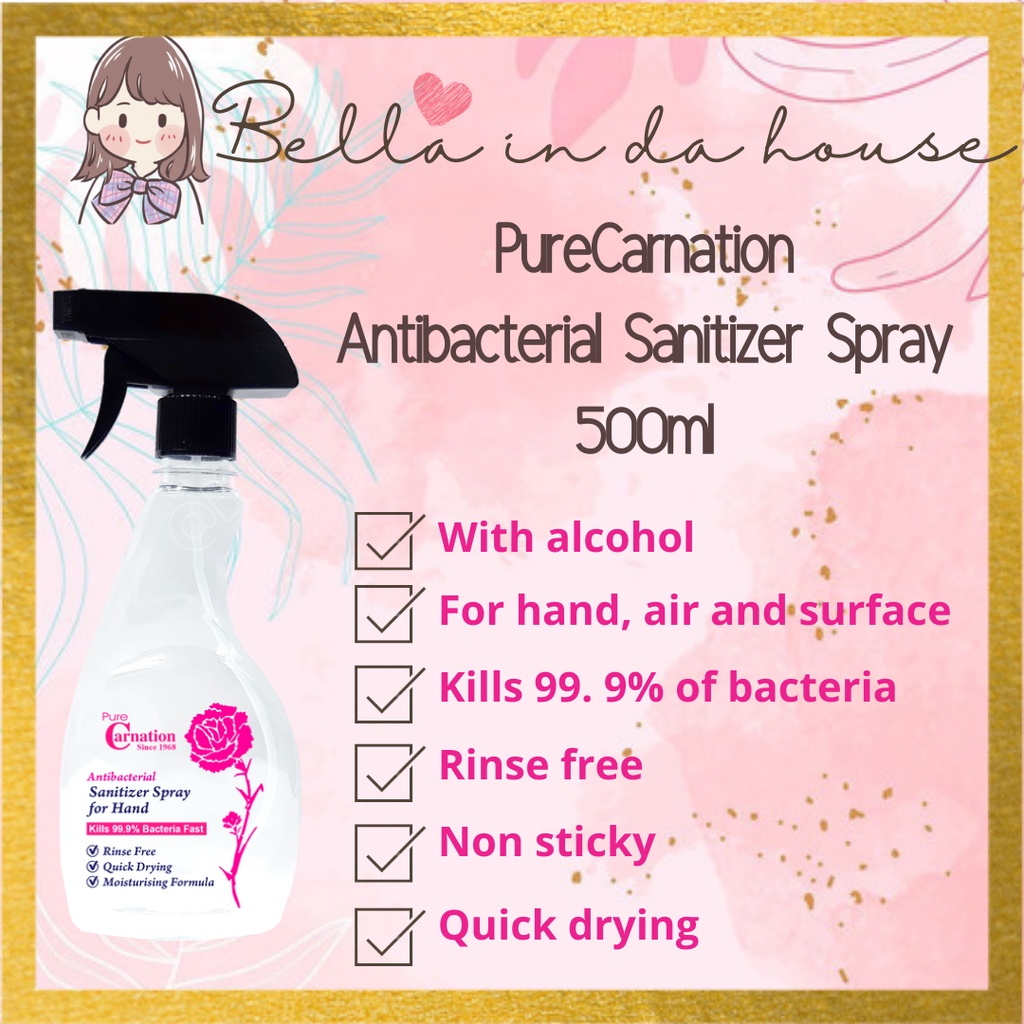 【𝗕𝗲𝗹𝗹𝗮𝗦𝘁𝗼𝗿𝗲】Pure Carnation Antibacterial Hand Sanitizer Spray 500ml ...