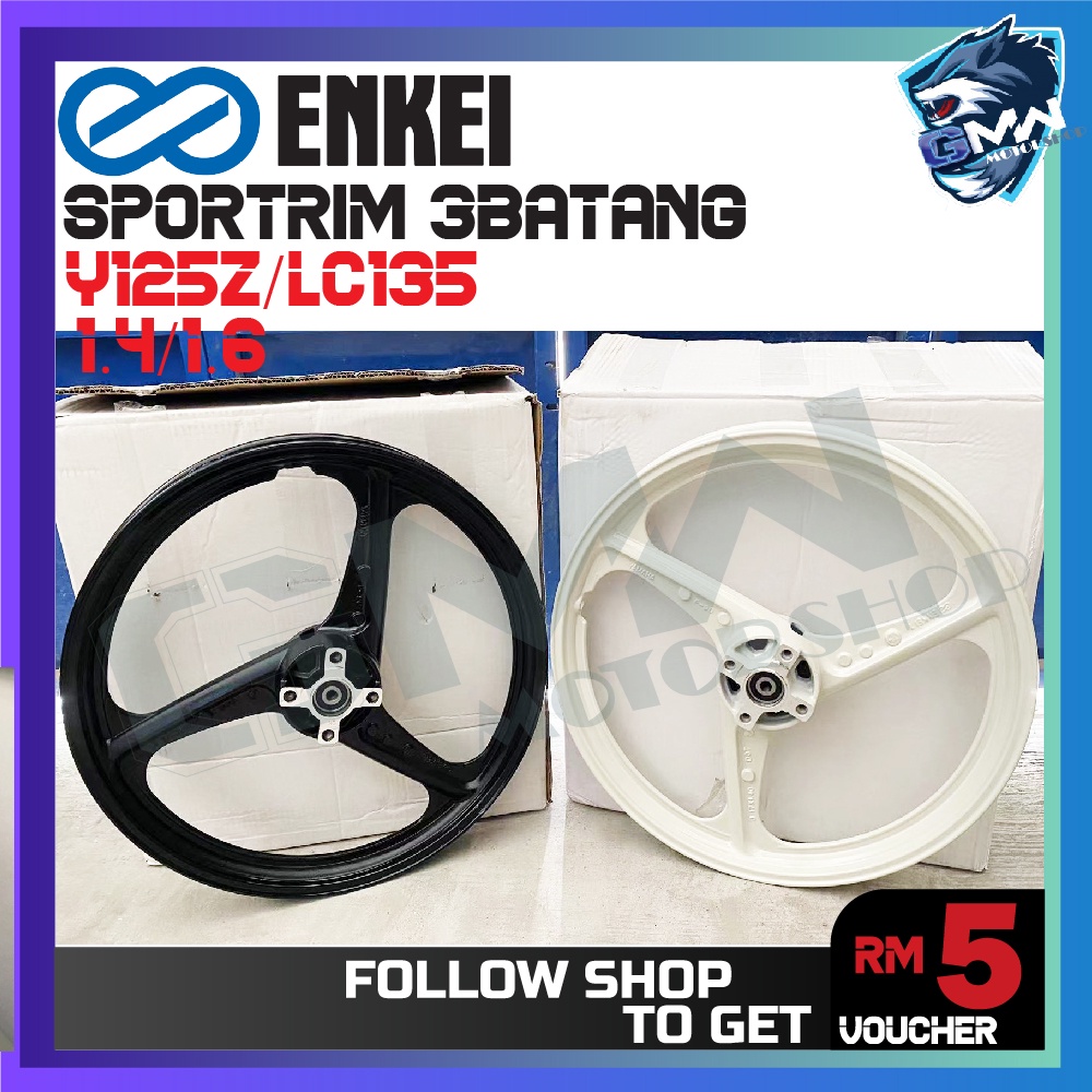 SPORTRIM ENKEI CUTTING 3 BATANG 3L SPORT RIM YAMAHA Y125Z/LC135 5S / LC135 CREAMY WHITE PUTIH ...