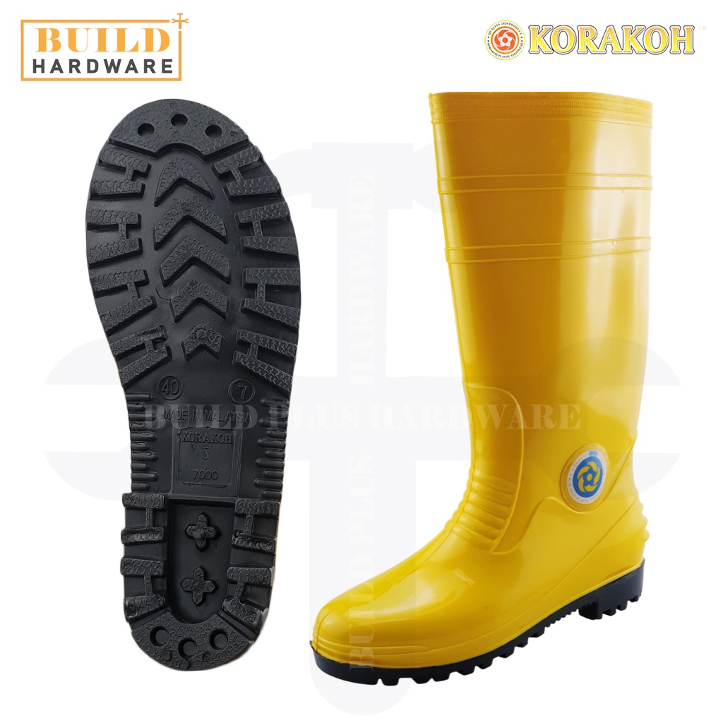 KORAKOH M7000 Yellow PVC Rubber Boot With Sock (Size: 39-44) 黄色水鞋 Kasut ...