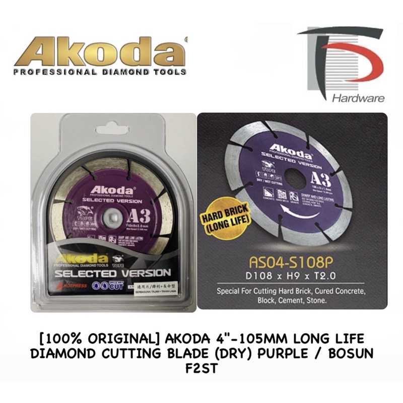 [100% ORIGINAL] AKODA 4"-105MM LONG LIFE DIAMOND CUTTING BLADE DISC ...