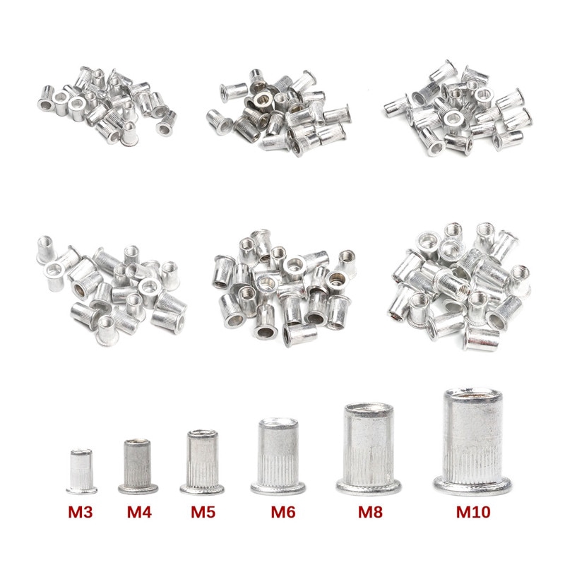 20/50Pcs M3 M4 M5 M6 M8 M10 Aluminum Alloy Rivnut Flat Head Threaded Rivet Insert Nutsert Cap ...