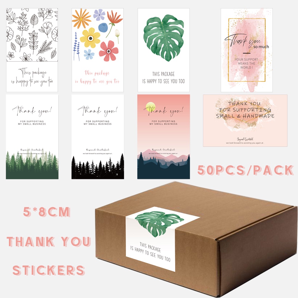 50pcs Rectangle Sealing Stickers "This Package Is Happy To See You Too ...