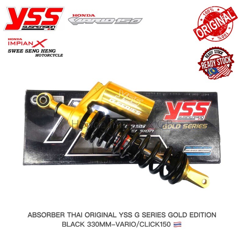 ABSORBER ORIGINAL YSS G SERIES GOLD EDITION BLACK VARIO 150 *330MM ...