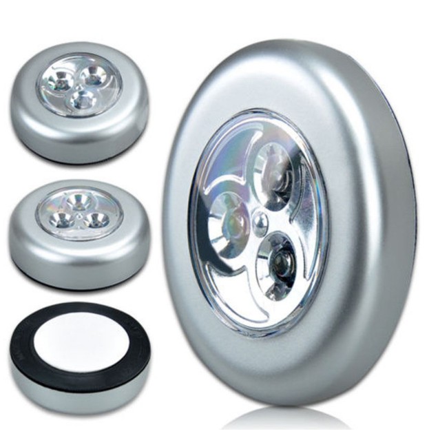 3 PCS Mini LED Battery Powered Wireless Stick Tap Touch Lamp Stick-on ...