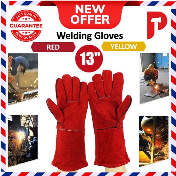 13” Heat Fire Resistant Welding Gloves 🔥 Ready Stocks 🔥 Flexible Finger ...