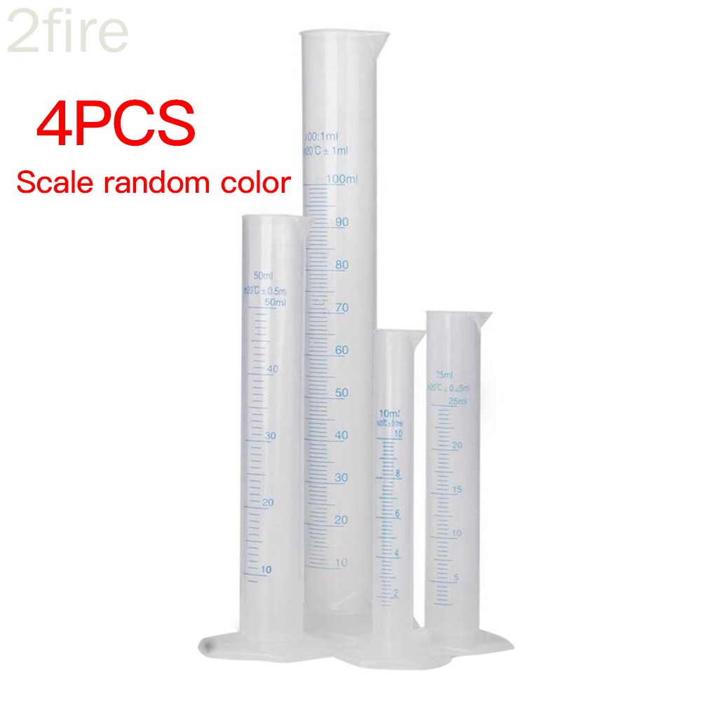 4pcs Plastic Graduated Cylinder Kitchen Laboratory Experiment Test ...