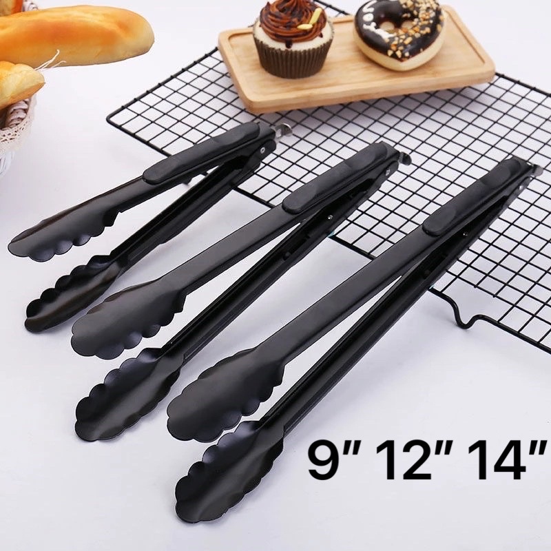 Black Stainless Steel Leaf Petal Shape Food Tong 9/12/14” / Penyepit ...