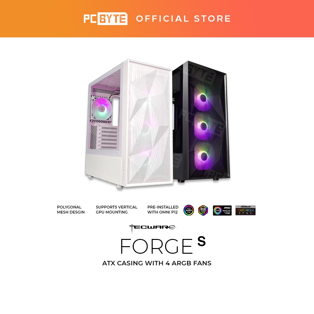 Tecware Forge S Omni TG ARGB ATX Casing - Black/White | Shopee Malaysia