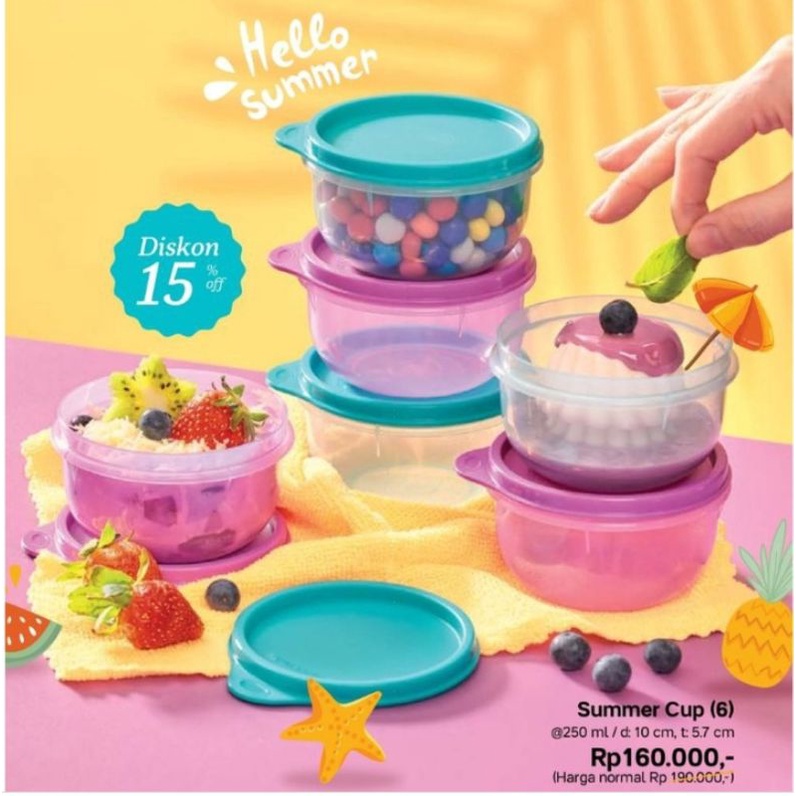 Kiddie set tupperware/summer cup tupperware 250 ml contains 6 pcs ...