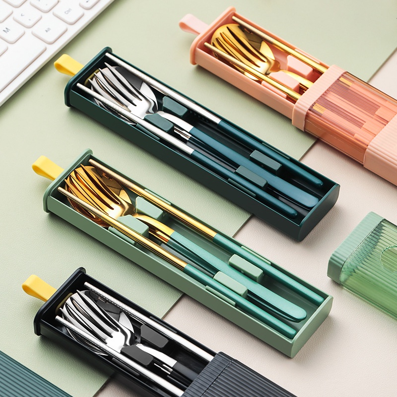 (3-piece Set) 304 Stainless Steel Chopsticks Spoon Set Single-pack ...