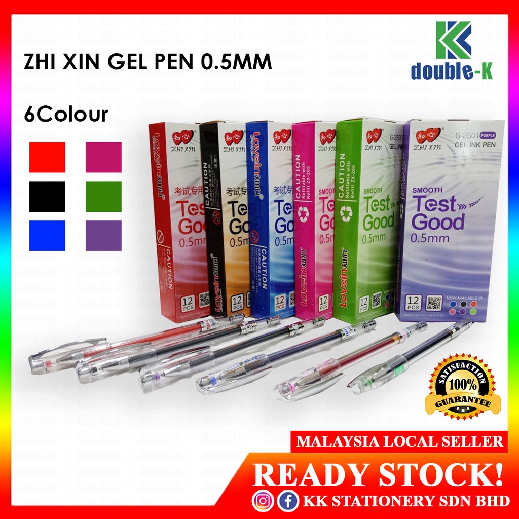 Zhi Xin G-2501 Gel Pen 0.5mm (6 COLOUR) RM7.80/pack (10's) and RM7.50/wholesale | Shopee Malaysia
