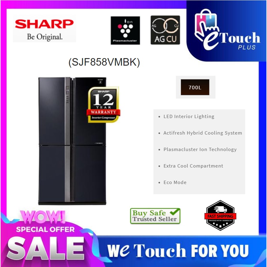 Sharp (700 L) 4 Door Side By Side Inverter Plasmacluster Fridge ...