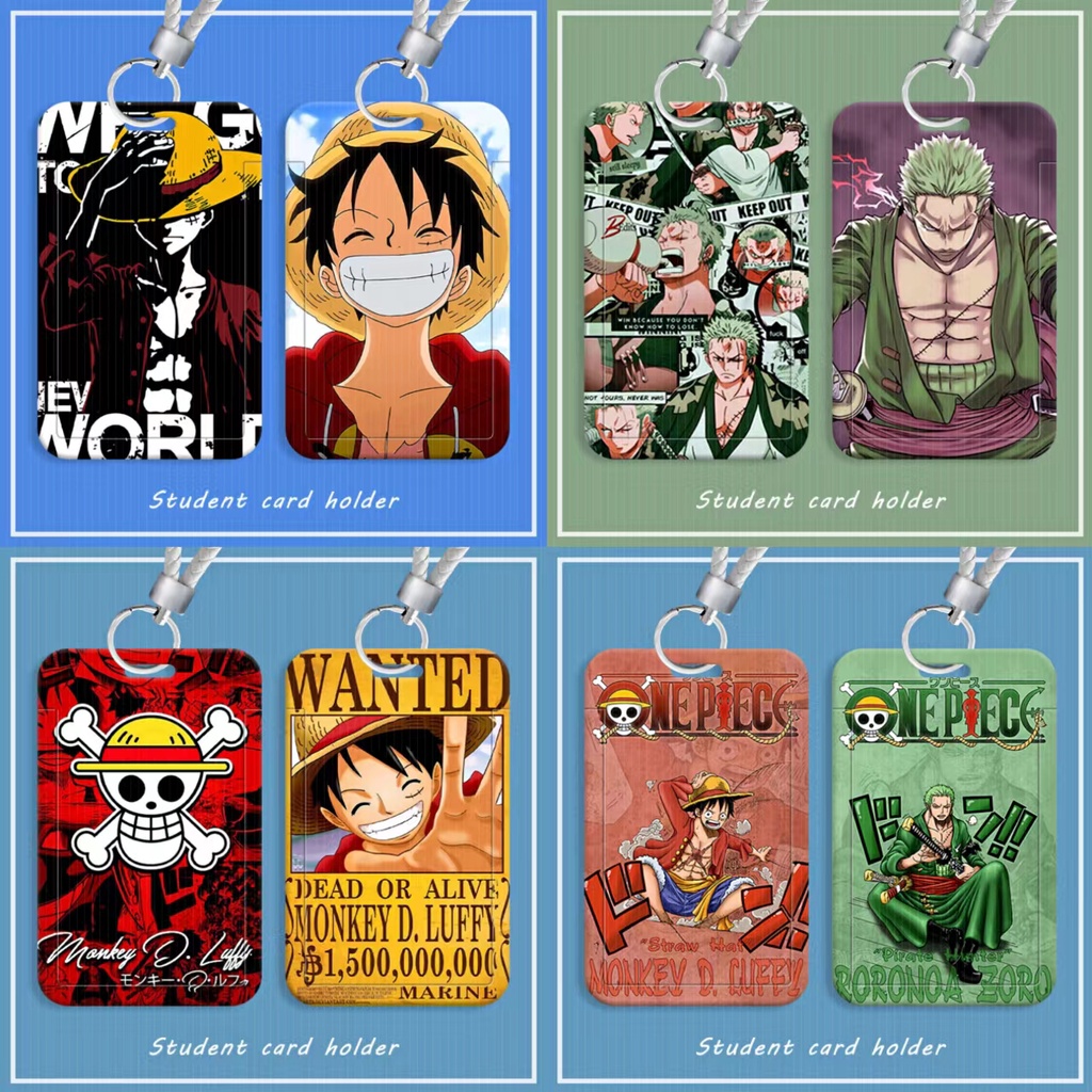 【7】Anime One Piece Luffy ID card holder Student card cover bus card ...