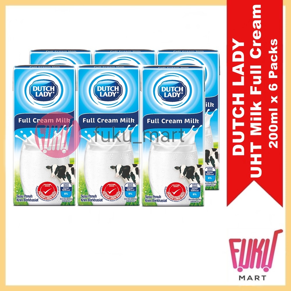(Ready Stock) Dutch Lady UHT Milk Full Cream 200ml x 6 Packs | Shopee ...