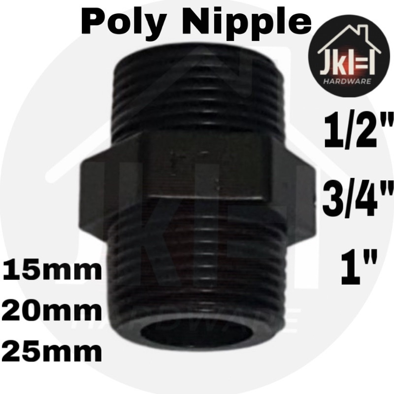 Poly Nipple 1/2" 3/4" 1" HDPE Nipple 15mm 20mm 25mm | Shopee Malaysia