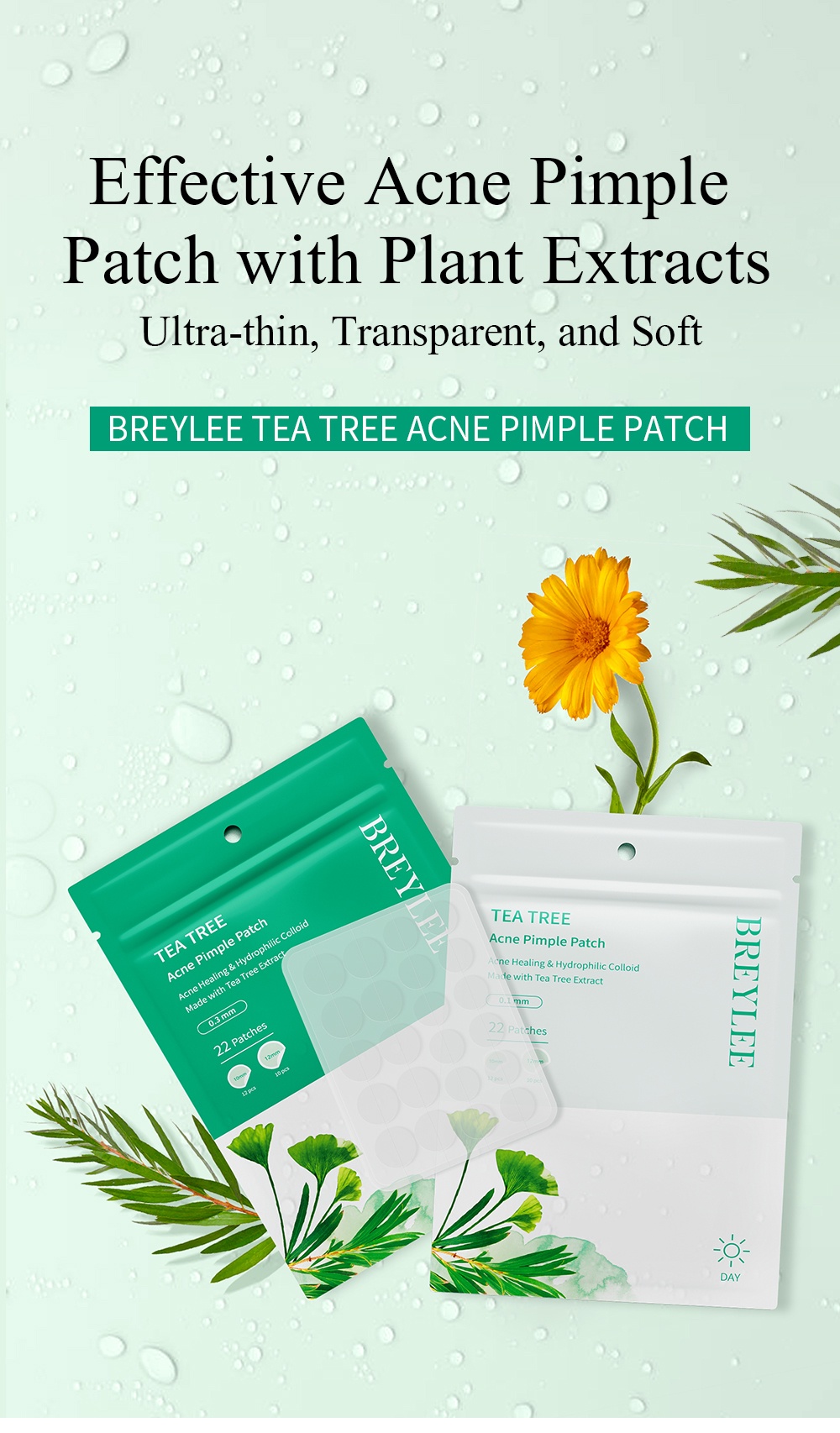 BREYLEE Tea Tree Acne Pimple Patch Day/Night Remover Treatment Skin (22 ...